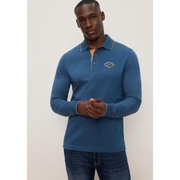 Delmao Herren DELMAO Poloshirt Normal geschnittene Passform, mit Langarm blau XXL (60/62)