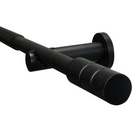 Gardinia Gardinenstange &raquo;Set Metall&laquo; &Oslash; 19 mm 1 l&auml;ufig-l&auml;ufig ausziehbar 1-Lauf schwarz Aluminium L: 120cm - 210cm &Oslash; 19mm, 1 Stk., 1 l&auml;ufig