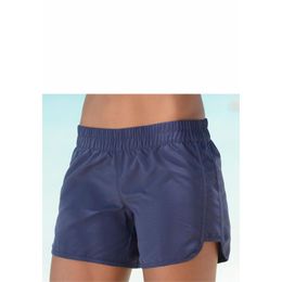 Lascana Damen Lascana Badeshorts elastisches B&uuml;ndchen, mit Ges&auml;&szlig;tasche, softe Microfaser-Qualit&auml;t blau 42, N-Gr