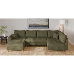 Home Affaire Wohnlandschaft &raquo;CHARRE U-Form mit Ottomane, Ma&szlig;e B/T/H: 310/161/81 cm&laquo; feine Steppung, lose R&uuml;cken- und Zierkissen, auch in Cord und 