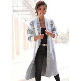 Lascana Longstrickjacke aus flauschigem Strick, Cardigan mit langen &Auml;rmeln schwarz 32/34 Longstrickjacke