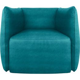 Egoitaliano Sessel &raquo;Ludo Loungesessel, Designsessel, Clubsessel, elegant und zeitlos&laquo; mit tollem Sitzkomfort, Solit&auml;rsessel blau Luxus-Microfaser BLUSH, B/H/T: 