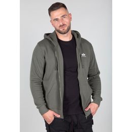 Alpha Industries Herren Kapuzensweatjacke &raquo;Basic Zip Hoody SL&laquo; Baumwollmischung, regular fit gr&uuml;n M