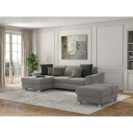 Sit & More sit&more Ecksofa &raquo;Dundee L-Form&laquo; mit Federkern und Edelstahlf&uuml;&szlig;en, wahlweise mit Kopfteilverstellung grau B/H/T: 264cm x 86cm x 175cm, Struktur, 
