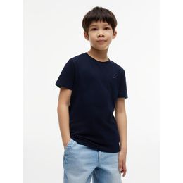 Tommy Hilfiger Jungen T-Shirt Rundhalsausschnitt, Regular Fit, Kinder bis 16 Jahre, reine Baumwolle blau 92