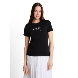 Tom Tailor Denim Damen Tom Tailor Denim Kurzarmshirt Sommershirt mit Stickerei XXL