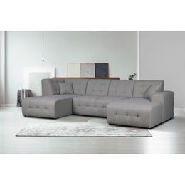 Home Affaire Wohnlandschaft &raquo;Nosia U-Form&laquo; incl. 2 Zierkissen, mit feiner Steppung grau 100% Polyester B/H/T: 297cm x 85cm x 163cm, Struktur fein, 
