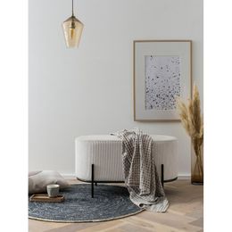Salesfever Polsterhocker &raquo;Komfortabler Polsterhocker&laquo; mit Design-Gestell aus schwarzem Metall beige Stoff (88% Polyester/12% Nylon), Metall B/H/T: 