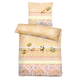 Apelt Bettw&auml;sche &raquo;Aurora&laquo; Paisley Design mit Streifen und Orangen orange Satin (Bio-Baumwolle), Obermaterial: 100% Baumwolle B/L: 135cm x 200cm, 1 Stk