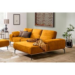 W.Schillig Ecksofa &raquo;run, Designsofa mit tollem Sitzkomfort, bequem, L-Form&laquo; mit Holzsockel, F&uuml;&szlig;e in Schwarz pulverbeschichtet, Breite 279 cm gelb 