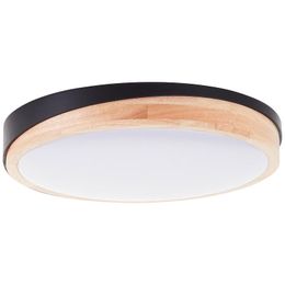 Brilliant LED Deckenleuchte &raquo;Baarlo&laquo; 1 Stk. Warmwei&szlig; &Oslash; 35 cm, 2400 lm, 3000 K, 3-Stufen dimmbar, Holz/Metall schwarz &Oslash; 35cm H: 7cm, 1 Stk.