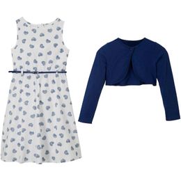 bonprix M&auml;dchen bonprix Sommerkleid Set, 3 tlg. festlicher Stil, Set, aus Baumwolle und Polyurethan blau 104, N-Gr