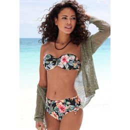 Lascana Damen Lascana Bikini-Hose &raquo;Salsa&laquo; seitlich regulierbar und mit tollem Blumenprint schwarz 36, N-Gr