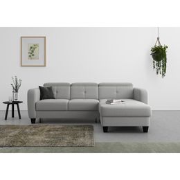 Sit & More sit&more Ecksofa &raquo;Belluci L-Form&laquo; inklusive Federkern, wahlweise mit Schlaffunktion und Bettkasten grau B/H/T: 247cm x 85cm x 170cm, Luxus-Microfaser 