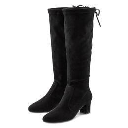 Lascana Damen Lascana Schlupfstiefel &raquo;Schlupfboots, Slouchy Boots, Slip-On,&laquo; aus stretchigem Material mit Blockabsatz in elegantem Design schwarz 40