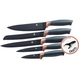 King Messer-Set &raquo;Carbon Design&laquo; (5 Messer), incl. Sparsch&auml;ler, Wellenschliff schwarz Edelstahl Einheitsgr&ouml;&szlig;e