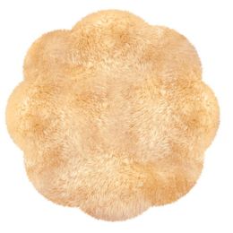 Heitmann Felle Fellteppich &raquo;Bl&uuml;te - Lammfell farbig, Premium Qualit&auml;t&laquo; blumenf&ouml;rmig 60 mm H&ouml;he echtes Austral. Lammfell, &Oslash; 140 cm, besonders dicht & weich beige 