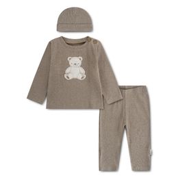 Huggies Babywear M&auml;dchen HUGGIES babywear Langarmshirt & Hose &raquo;HUGN PANT SET + ATTACHMENT&laquo; Set, 3 mit B&auml;rchenapplikation und passender M&uuml;tze beige 4 (