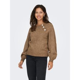 Only Damen Only Strickpullover &raquo;ONLLAUREN LIFE LS O-NECK BUTTON KNT&laquo; braun S