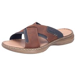 Rieker Herren Pantolette Sommerschuh, Strandschuh, Urlaubsschuh mit Kreuzbandage braun 45