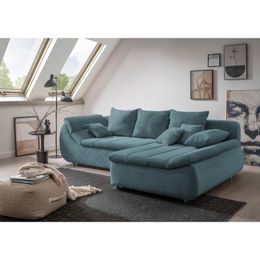 Home Affaire Ecksofa &raquo;Imola, bequem, aktuelle Steppung im Sitz, L-Form, Breite 270cm&laquo; wahlweise mit Bettfunktion blau Microfaser PRIMABELLE (100% 
