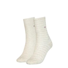 Tommy Hilfiger Damen Socken &raquo;TH WOMEN SOCK 2P SMALL STRIPE&laquo; 2 Paar, 2 Paar tlg. mit schmalem Rippenb&uuml;ndchen, meliert, gestreift beige 39-42
