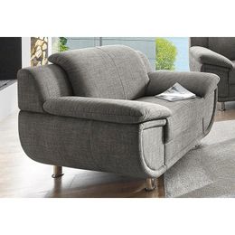 Trendmanufaktur Sessel &raquo;Rondo, Breite 121 cm, breite Armlehnen, F&uuml;&szlig;e chromfarben&laquo; Big-Sessel wahlweise mit Federkern, bequem beige NaturLEDER (echtes 