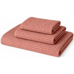 Egeria G&auml;stehandtuch &raquo;LIVA&laquo; 30x50 cm, Waffelpiqu&eacute; Struktur rosa Waffelpiqu&eacute;, Baumwolle B/L: 30cmx50cm, 3 Stk., Waffelpiqu&eacute;