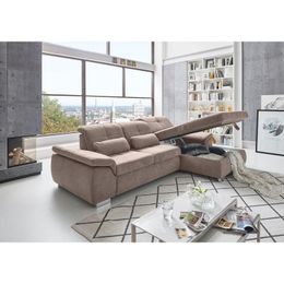 Die PlanBar Ecksofa &raquo;MP-IN16037 L-Form, Breite 289 cm, mit Federkern-Polsterung&laquo; mit Sitztiefenverstellung & Zierkissen lila 100% Polyester B/H/T: 