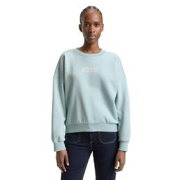 Tom Tailor Denim Damen Tom Tailor Denim Sweatshirt, Rundhals, bequeme Passform, bedruckt blau S