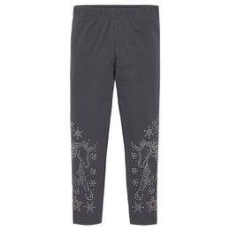 Kidsworld M&auml;dchen Kidsworld Leggings &raquo;Glitzernde Leggings mit Strass besetzt: GLITZER PFERD&laquo; Mit Glitzer Pferd verziehrt grau 104/110, N-Gr