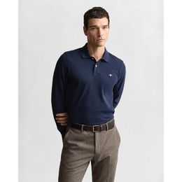 Gant Herren Poloshirt &raquo;REG SHIELD LS PIQUE RUGGER&laquo; mit Logotickerei auf der Brust blau S