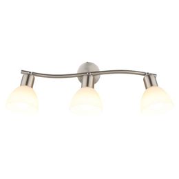 NOWA Deckenspot &raquo;MALTE&laquo; E14 1 Stk. Warmwei&szlig; Strahler Metall Nickel matt, Glas opal, inkl. 3x E14 LED, 430lm Output 3, H: 16,5cm, 1 Stk.