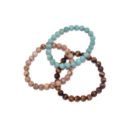 Firetti Armband Set &raquo;Multipack Schmuck Geschenk Zugarmb&auml;nder Steinarmband Edelstein&laquo; Made in Germany - mit Amazonit, Tigerauge, Jaspis blau 20cm, 