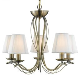 Searchlight Kronleuchter &raquo;Andretti 5Lt Pendant-Antique Brass & Ivory String Fabric&laquo; E14 1 Stk. 5, &Oslash; 51cm H: 40cm, 1 Stk.