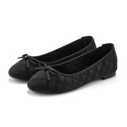 Lascana Damen Lascana Ballerina &raquo;Slipper, Schl&uuml;pfschuh, Freizeitschuh, Slip-On-Sneaker,&laquo; mit eleganter Schleifenapplikation VEGAN schwarz 39