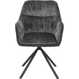 Hela Esszimmersessel &raquo;AMIRA&laquo; Set, 1 Stk. tlg. Auto-Return 270&deg; schwarz 100% Polyester Breitcord Samtvelours, Drehfunktion, B/H/T: 56cm x 89cm x 61cm