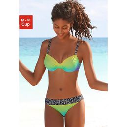 Kangaroos Damen Kangaroos B&uuml;gel-Bikini mit trendigen Details im Leoprint blau 36, Cup B