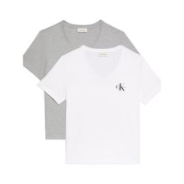 Calvin Klein Jeans Damen T-Shirt &raquo;MONOLOGO VNK 2PACK TEE&laquo; Packung, 2er-Pack, 2 Stk., Logoschriftzug wei&szlig; L (42)