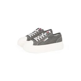Tommy Jeans Damen Plateausneaker &raquo;TJW FOXING FLATFORM LC&laquo; , Freizeitschuh, Halbschuh, Schn&uuml;rschuh im Jeans-Look grau 39