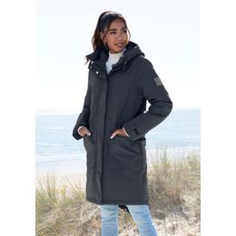 ELBSAND Damen Winterjacke mit Kapuze mit verstellbarer Kapuze und aufgesetzten Taschen L/40