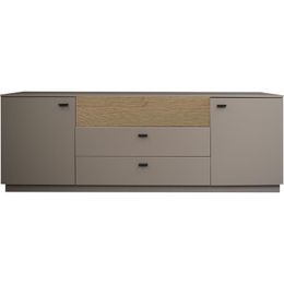 M&auml;usbacher Lowboard B/H/T: 207x72x45, inkl. Beleuchtung beige Holzwerkstoff B/H/T: 207cm x 72cm x 45cm, 1 Winkelschalter,1 Steckdosenkonverter 6W, 3 Stk., 2 Stk.