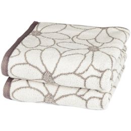 Ross Handt&uuml;cher &raquo;Bl&uuml;tenfond 9029&laquo; aus feinster Mako-Baumwolle beige Frottier, Obermaterial: 100% Baumwolle B/L: 50cmx100cm, 2 Stk., Blumen, Frottier
