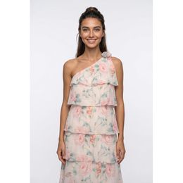 V&eacute;ro Moda Vero Moda Damen Maxikleid &raquo;VMFELICIA OS RUFFLE ANKLE DRESS EXP&laquo; Kunstfaser, one shoulder Tr&auml;ger L, N-Gr