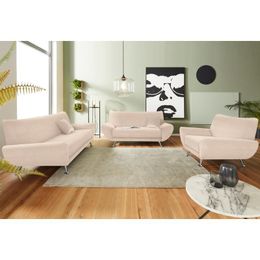 Home Affaire Polstergarnitur &raquo;Saltare elegant & komfortabel,, 3-2-1, bequem, Designfu&szlig;&laquo; 3 Stk. tlg. beige B/H/T: 78cm x 82cm, Luxus-Microfaser ALCAZAR