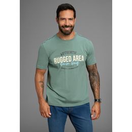 MAN'S WORLD Man's World Herren T-Shirt Kurzarm, Regular Fit, mit Print, Rundhalsausschnitt gr&uuml;n XL (56/58)