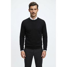 BOSS Green Herren BOSS Green Strickpullover Rundhalsauswschnitt, Regular Fit, Struktur-Strick schwarz M