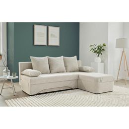 Jockenh&ouml;fer Ecksofa &raquo;L-Form, B: 191 cm,&laquo; mit Schlaffunktion & Bettkasten beige Korpus: 100% Polyester;Kissen: 100% Polyester B/H/T: 191cm x 87cm x 142cm, Cord, 