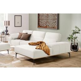 W.Schillig Ecksofa &raquo;run, Designsofa mit tollem Sitzkomfort, bequem, L-Form&laquo; mit Holzsockel, F&uuml;&szlig;e in Schwarz pulverbeschichtet, Breite 319 cm wei&szlig; 