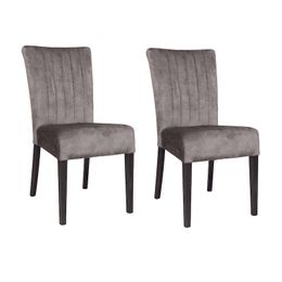 Home Affaire 4-Fu&szlig;stuhl (Set) 2 Stk.vertikale N&auml;hte in der R&uuml;ckenlehne braun Massivholz, Polyester B/H/T: 46cm x 93cm x 64cm, 2 Stk., Samtvelours, 